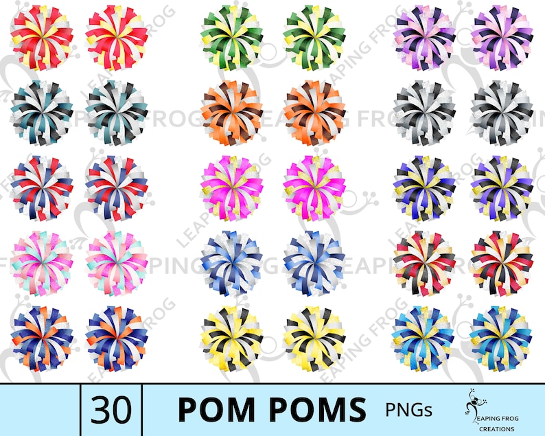 Glitter Pom Poms PNG. Sublimation, Print-to-cut, Regular Printing, Etc ...