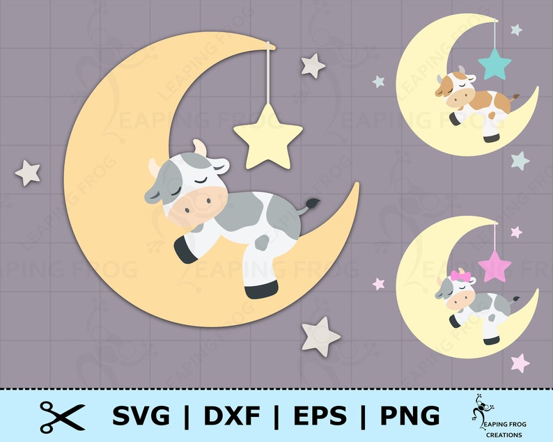 Cow on Moon SVG. PNG. Cricut Cut Files, Layered. Silhouette Files. Farm ...