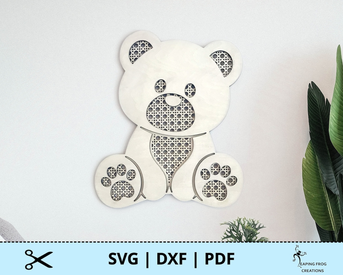 Rattan Teddy Bear SVG. for Laser, Glowforge, Etc. DXF, PDF. Nursery ...