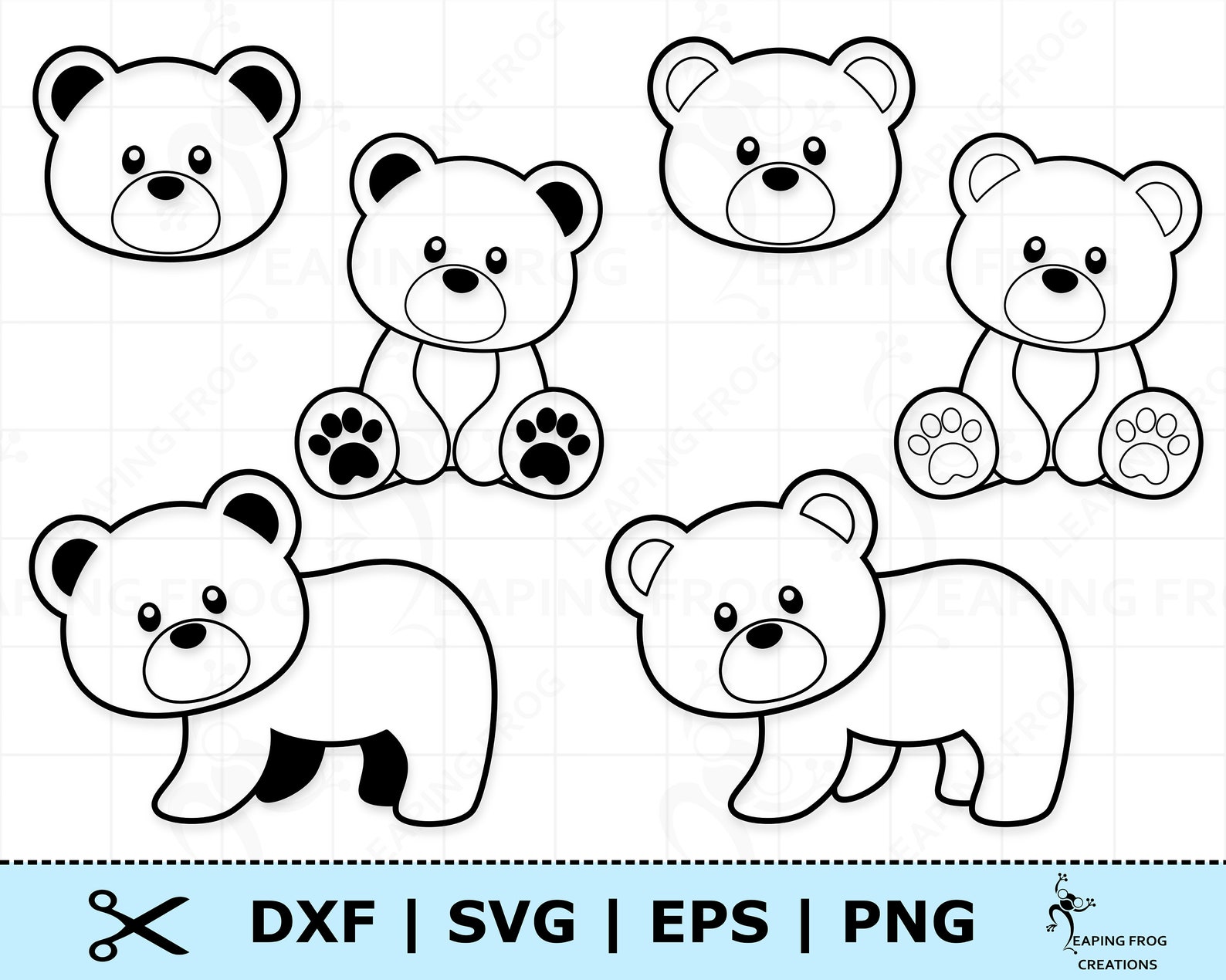 Brown Bear Set SVG. Teddy Bear Bundle. Circut Cut Files, Silhouette ...