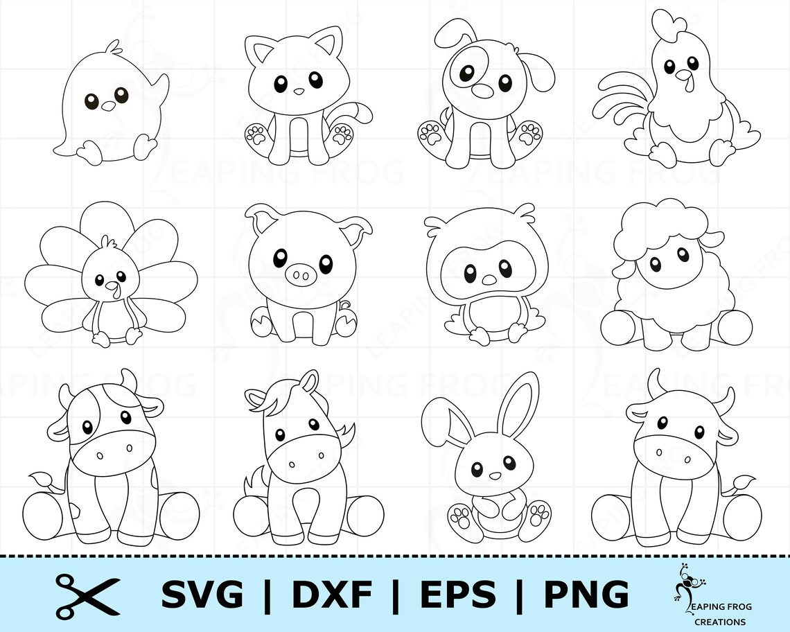 Farm Animals SVG. Cricut Cut Files Silhouette. Outline | Etsy
