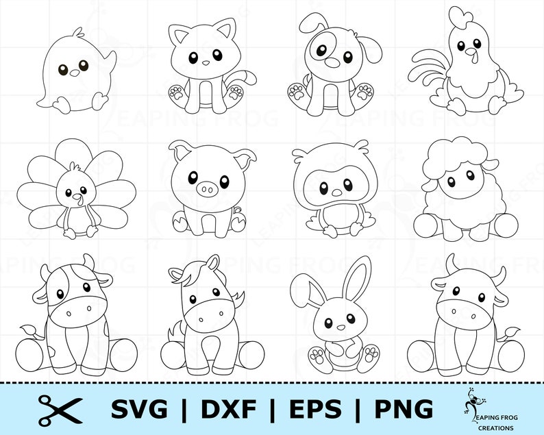 Farm Animals SVG. Cricut Cut Files Silhouette. Outline - Etsy