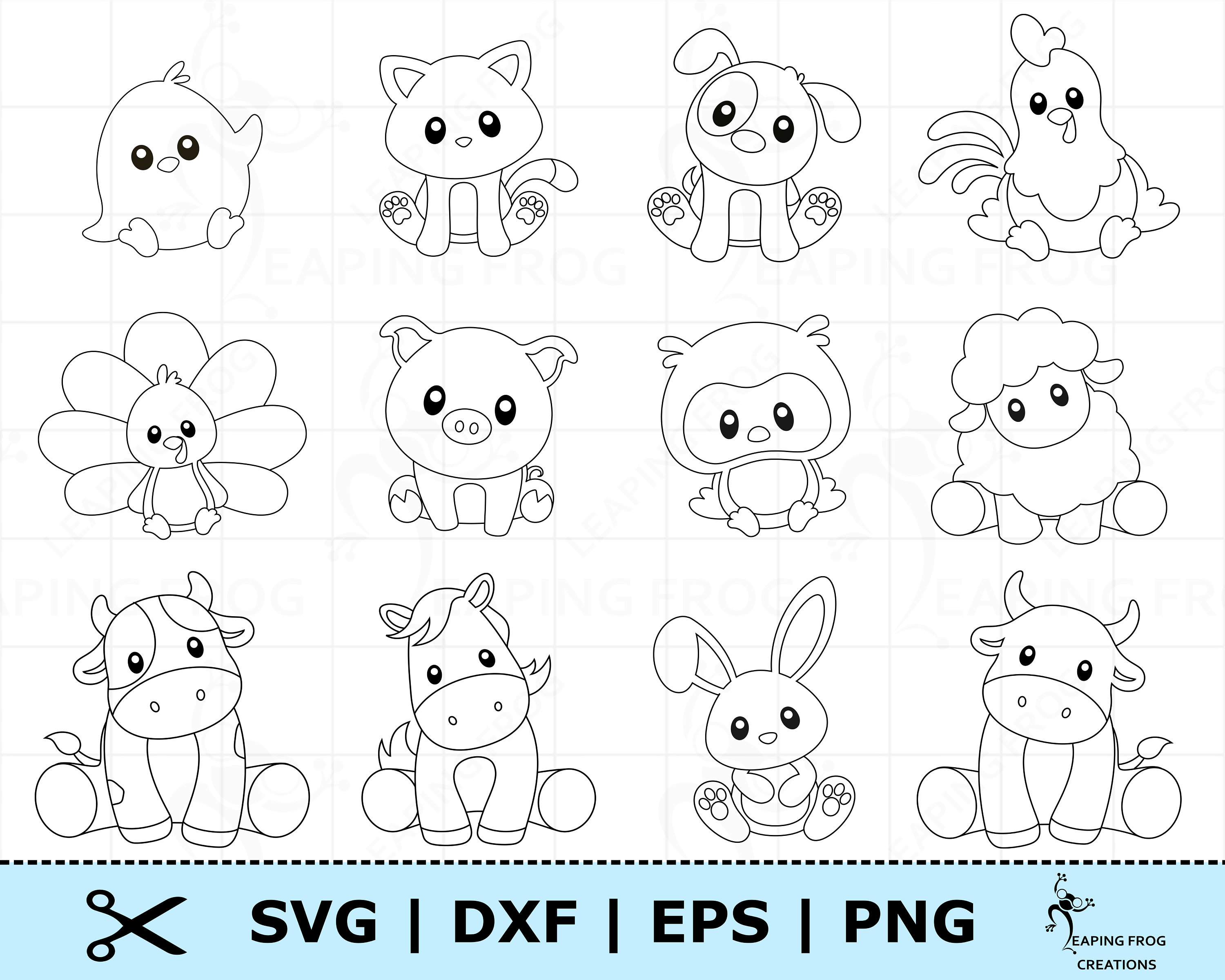 Farm Animals SVG. Cricut Cut Files Silhouette. Outline | Etsy UK