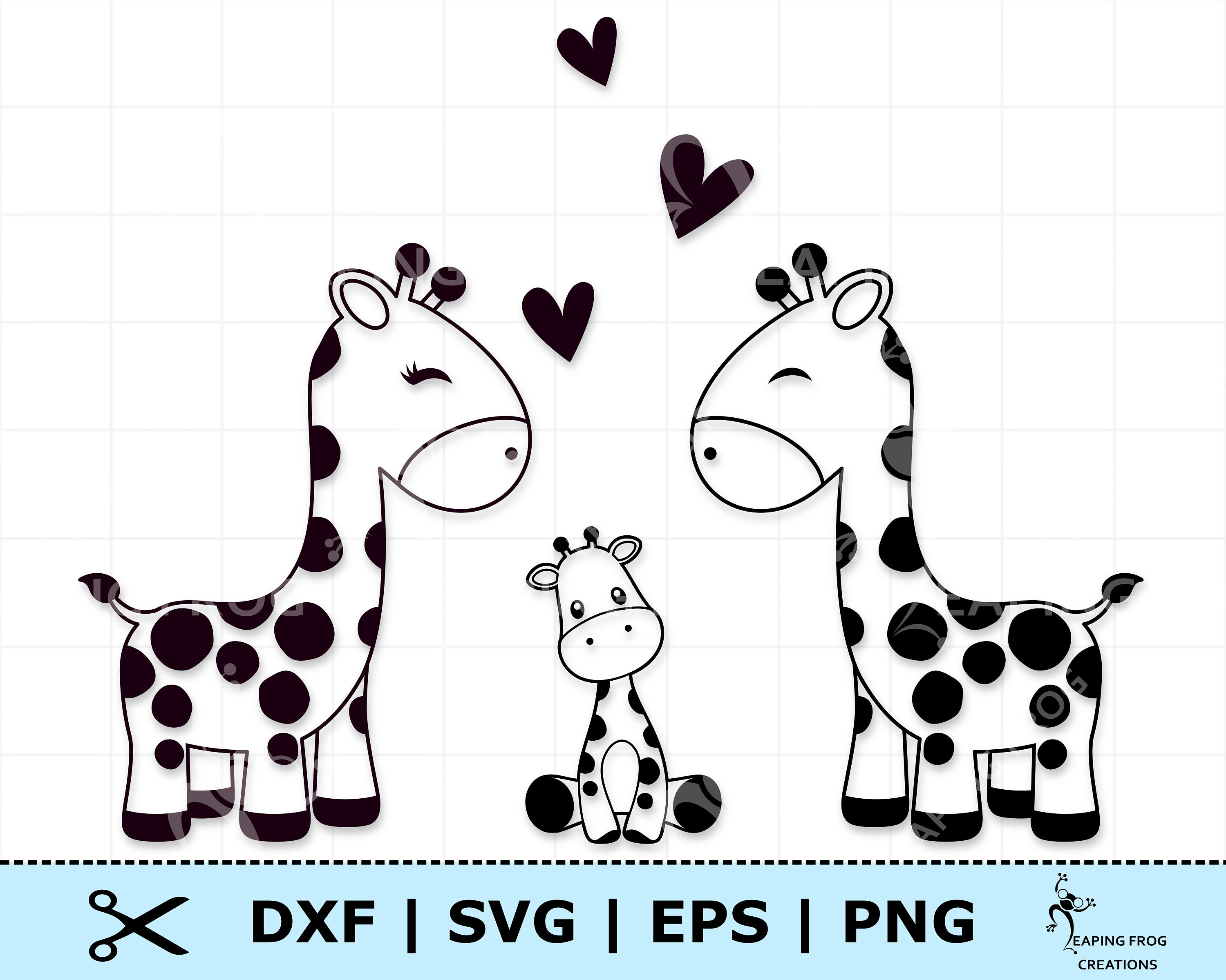 Giraffe Family SVG. Cricut Cut Files, Silhouette. Stencil, Outline. PNG ...