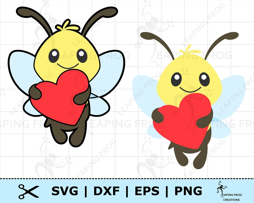 Valentine's Bee SVG. PNG. Cricut Cut Files, Silhouette, Layered Files ...
