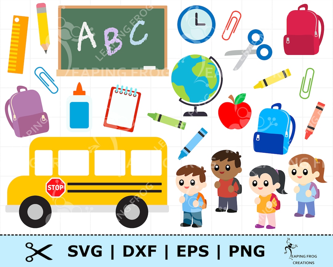 School SVG. PNG. Cricut Cut Files, Silhouette. Layered. DXF, Eps. Bus ...