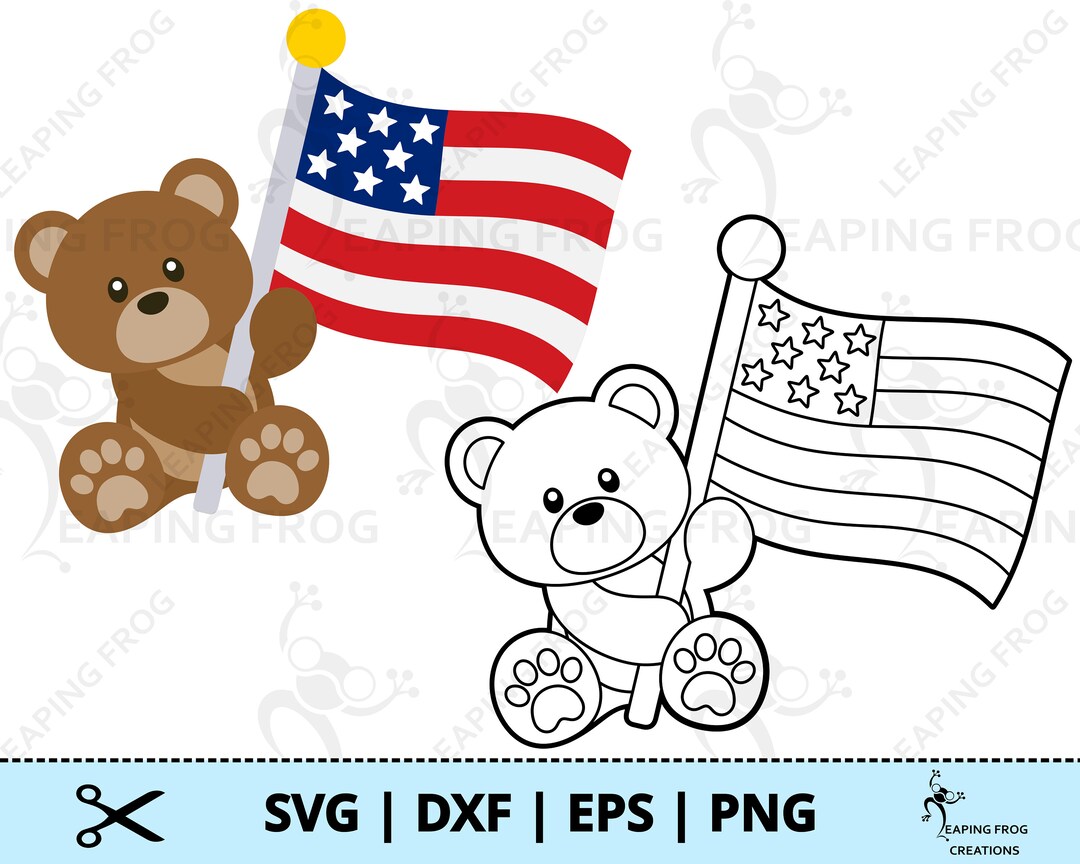 Fourth of July Bear SVG. PNG. Cricut Cut Files, Layered. Silhouette ...