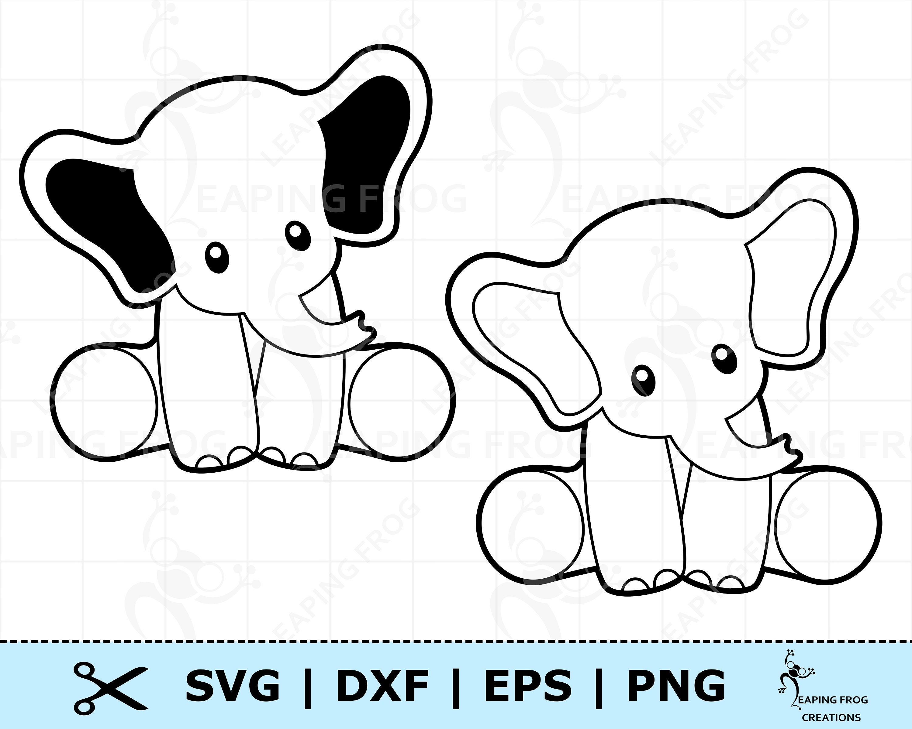 Sitting Elephant Cuttable Design PNG DXF SVG & eps File for Silhouette ...