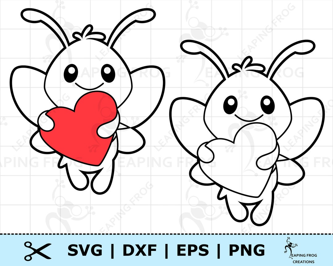 Bee With Heart SVG. PNG. Cricut Cut Files, Silhouette, Layered Files ...