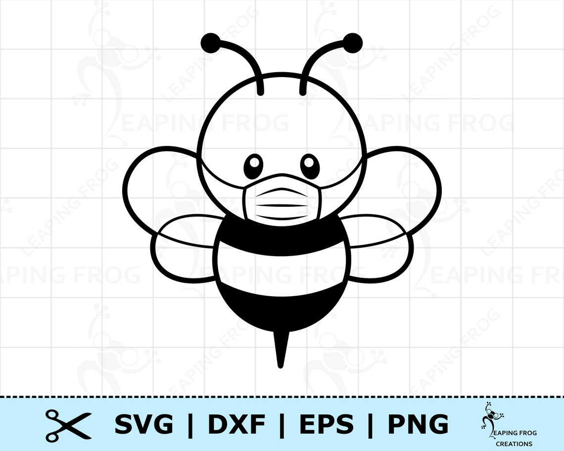 Bumble Bee Wearing Face Mask SVG. Bee PNG. DXF Eps. Cricut Cut Files ...