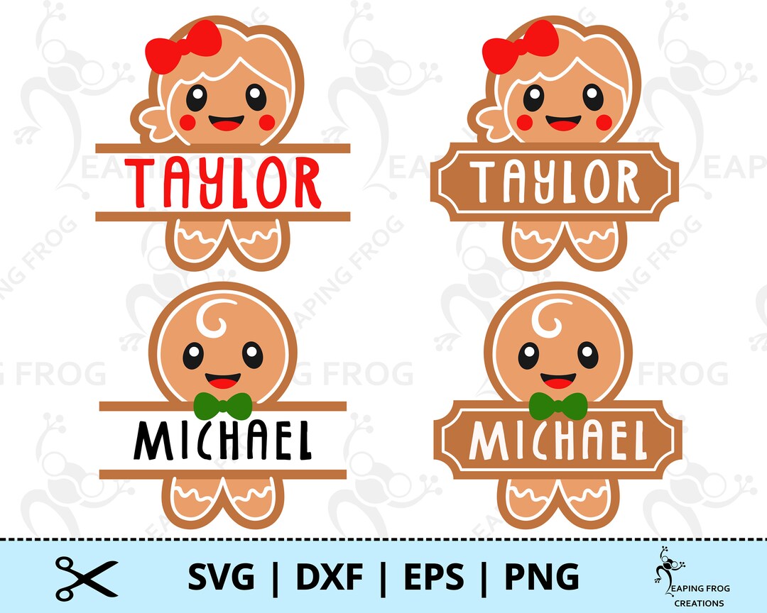 Gingerbread Men Monograms SVG. PNG. Cricut Cut Files, Silhouette ...