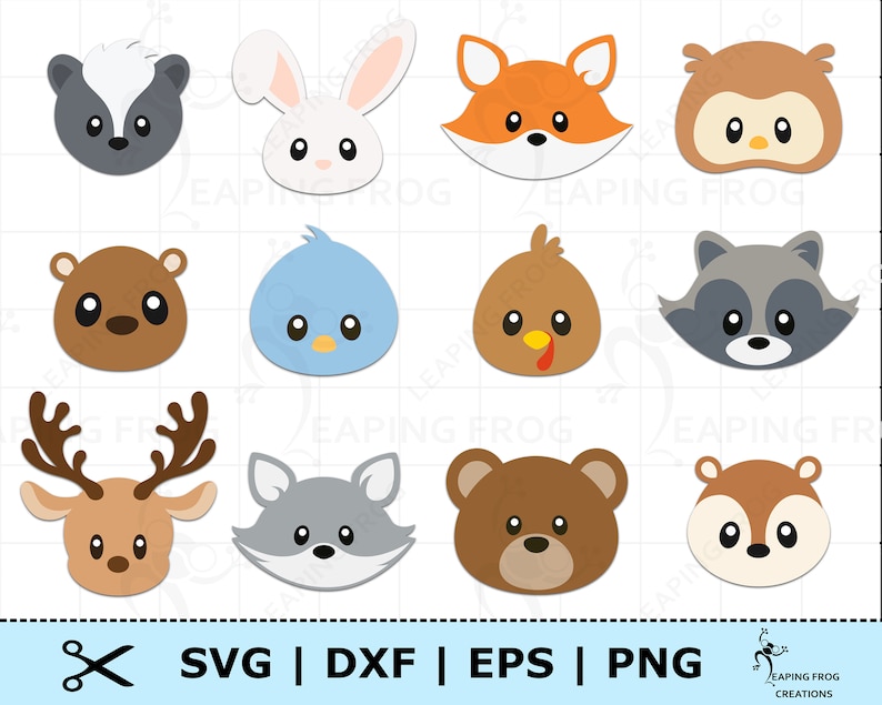 Woodland Animals SVG Set. Heads. Woodland Creatures SVG. | Etsy