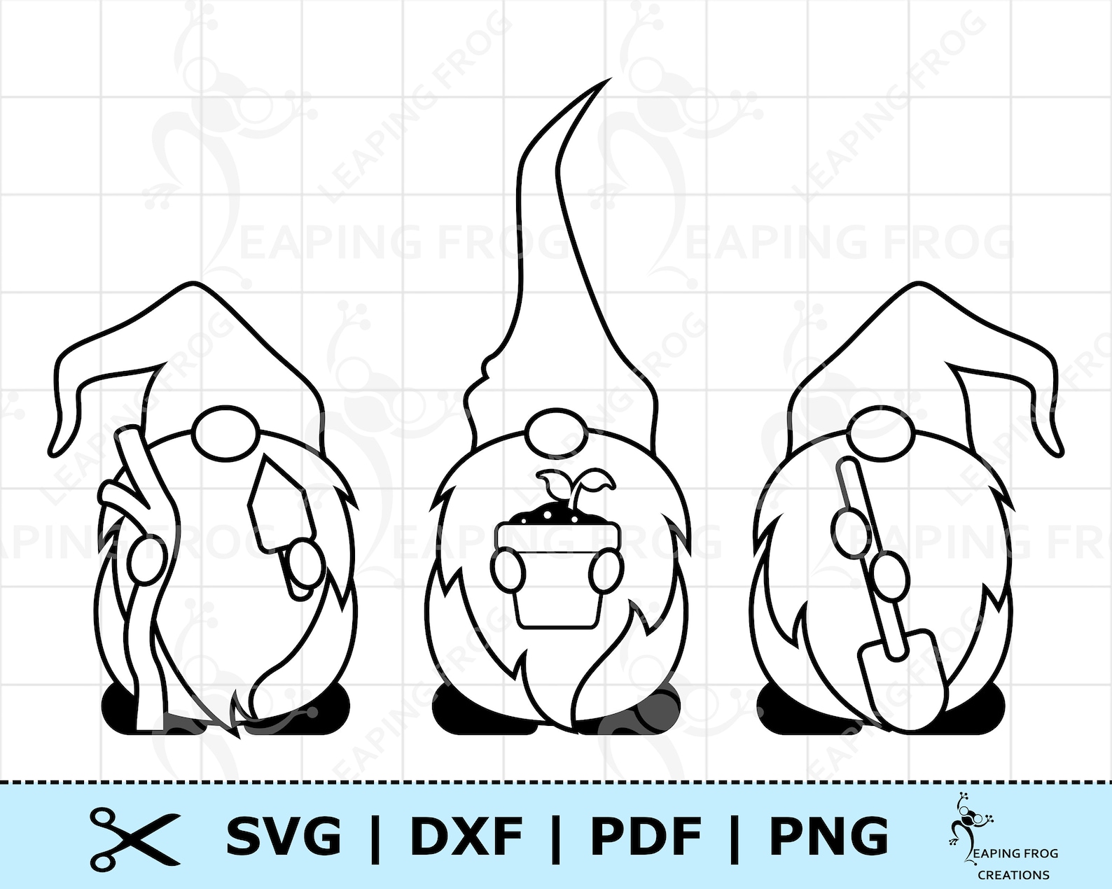 Garden Gnomes Svg. Outline, Stencil. DXF PNG Pdf. Garden Gnome Clipart ...