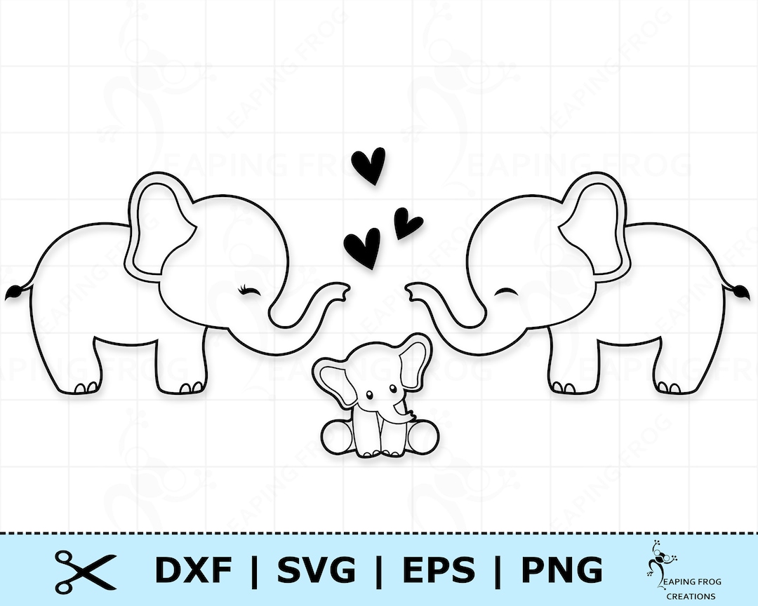 Elephant Family SVG. Cricut Cut Files, Silhouette Files. Outline. PNG ...