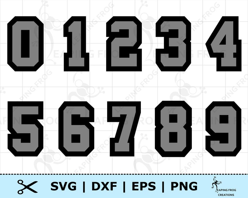 Sports Numbers SVG. PNG. Cricut Cut Files, Layered. Silhouette Files ...