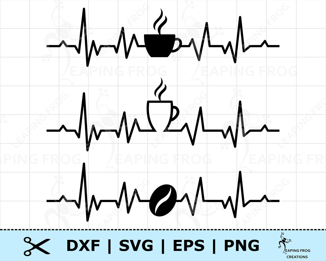 Coffee EKG SVG Dxf. Coffee Cup EKG. Coffee Ekg Svg. Coffee Heartbeat ...
