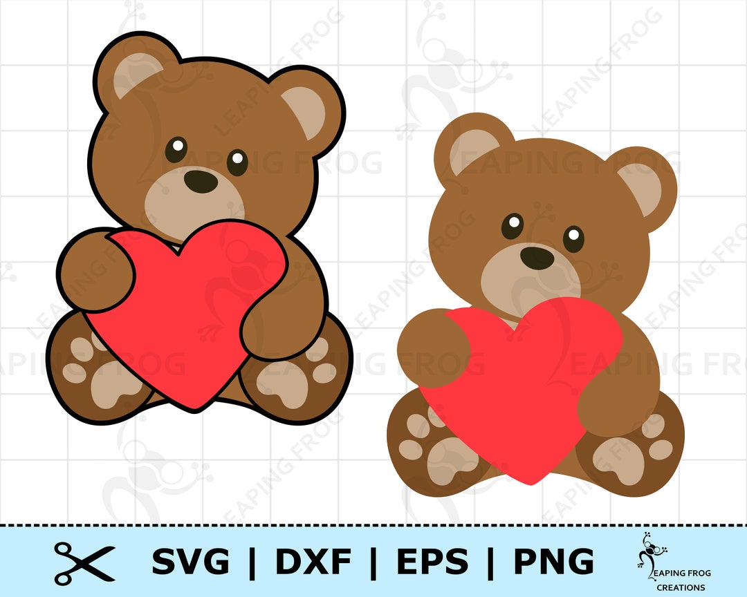 Bear With Heart SVG. PNG . Cricut Cut Files, Silhouette, Layered Files ...