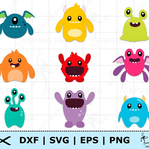 Monsters SVG. PNG. Cricut Cut Layered Files. Silhouette - Etsy