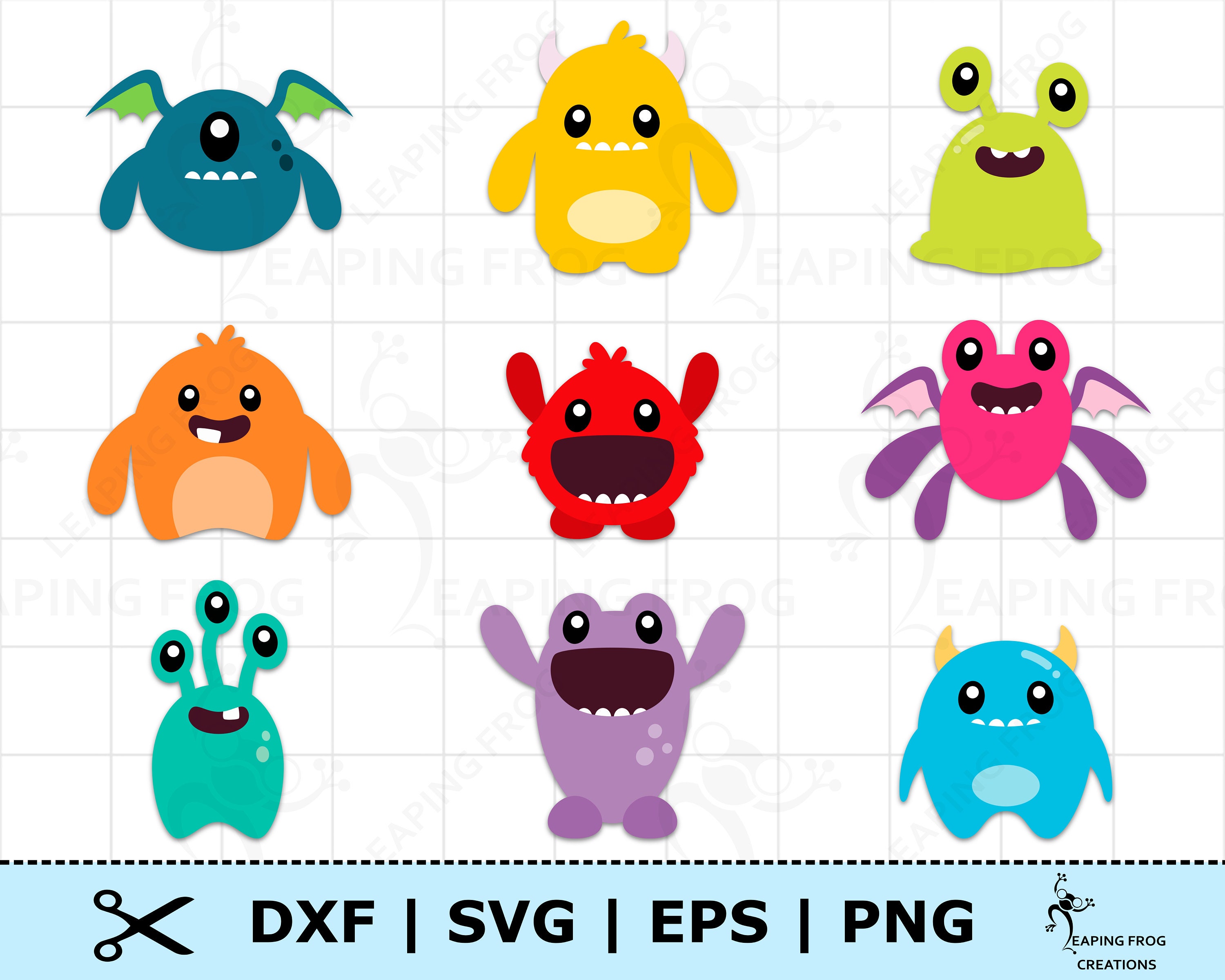 Monsters SVG. PNG. Cricut cut layered files. Silhouette | Etsy