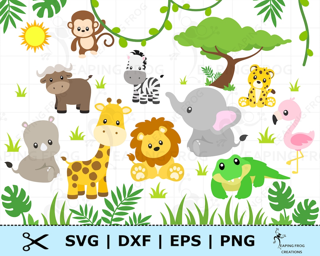 Jungle Animals SVG. PNG. Cricut Cut Files, Layered Files. Silhouette ...