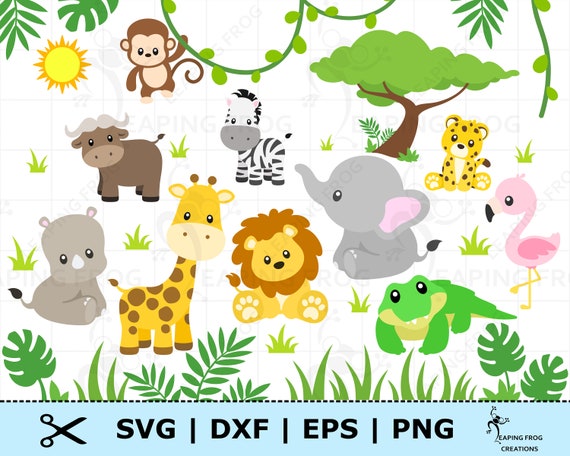Jungle Animals SVG. PNG. Cricut Cut Files Layered Files. | Etsy
