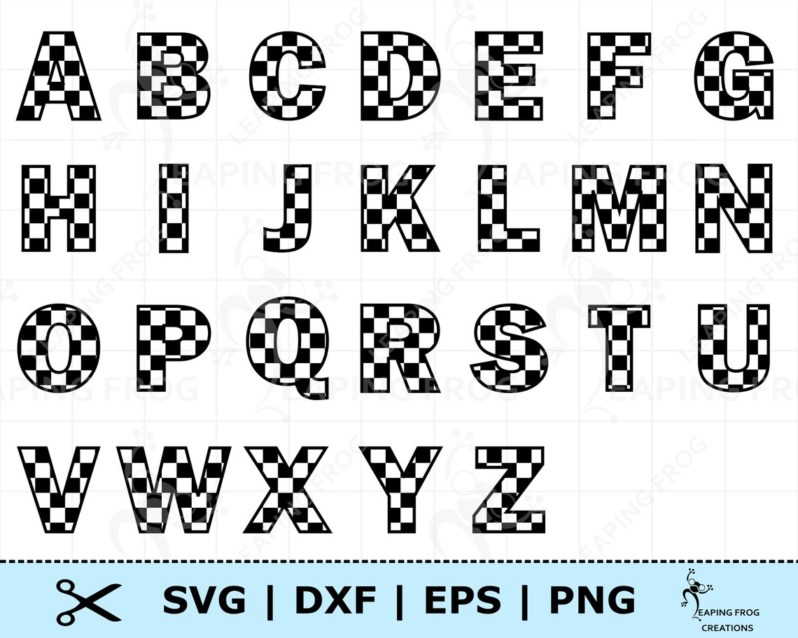 Checkered letters SVG. Cricut cut files layered. Silhouette | Etsy