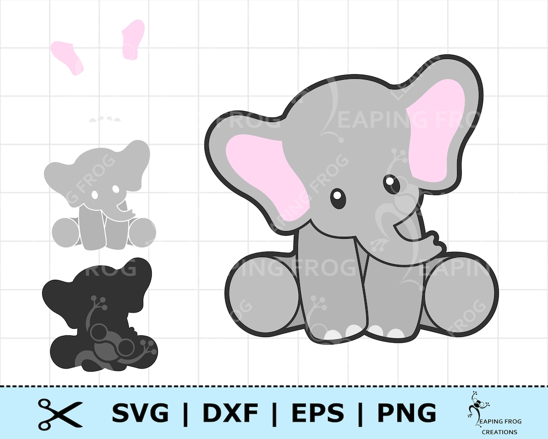 Baby Elephant SVG. Cricut Cut Files, Layered. Silhouette. Elephant PNG ...