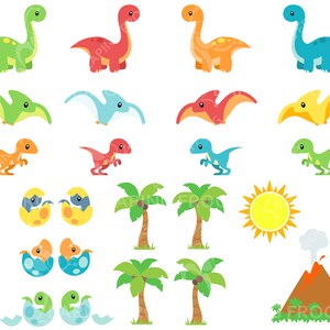 Dinosaur PNG Bundle. 45 Files! Baby Dinosaurs in Eggs, Palm Trees ...