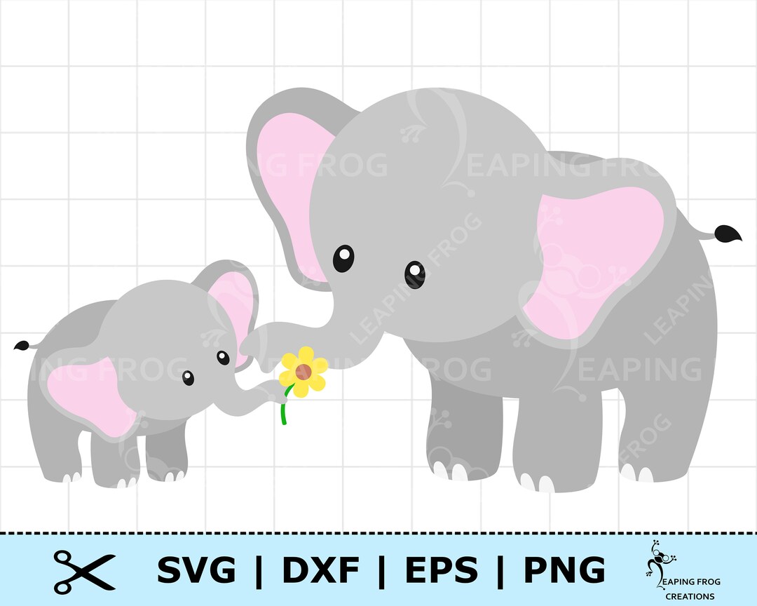 Mother and Baby Elephant SVG. Cricut Cut Files, Layered. Silhouette ...