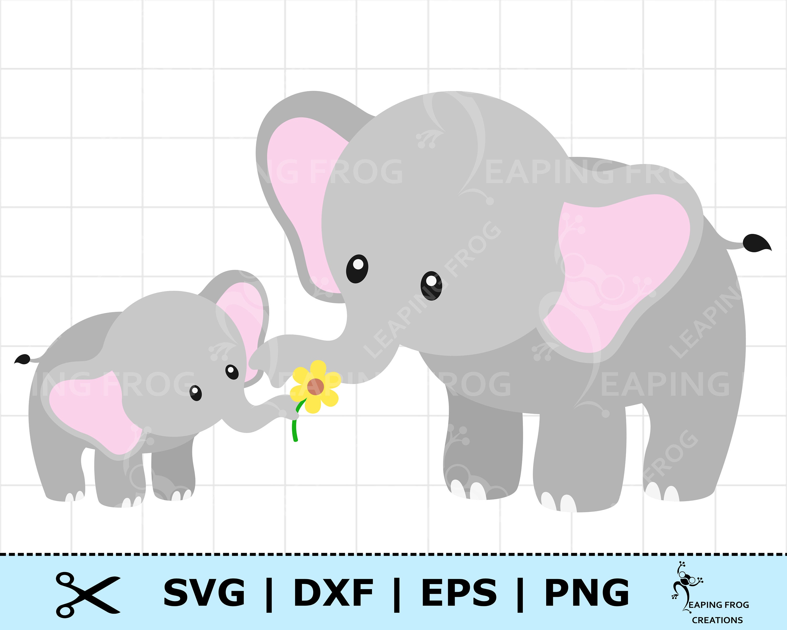 Mother and Baby Elephant SVG. Cricut Cut Files Layered. - Etsy