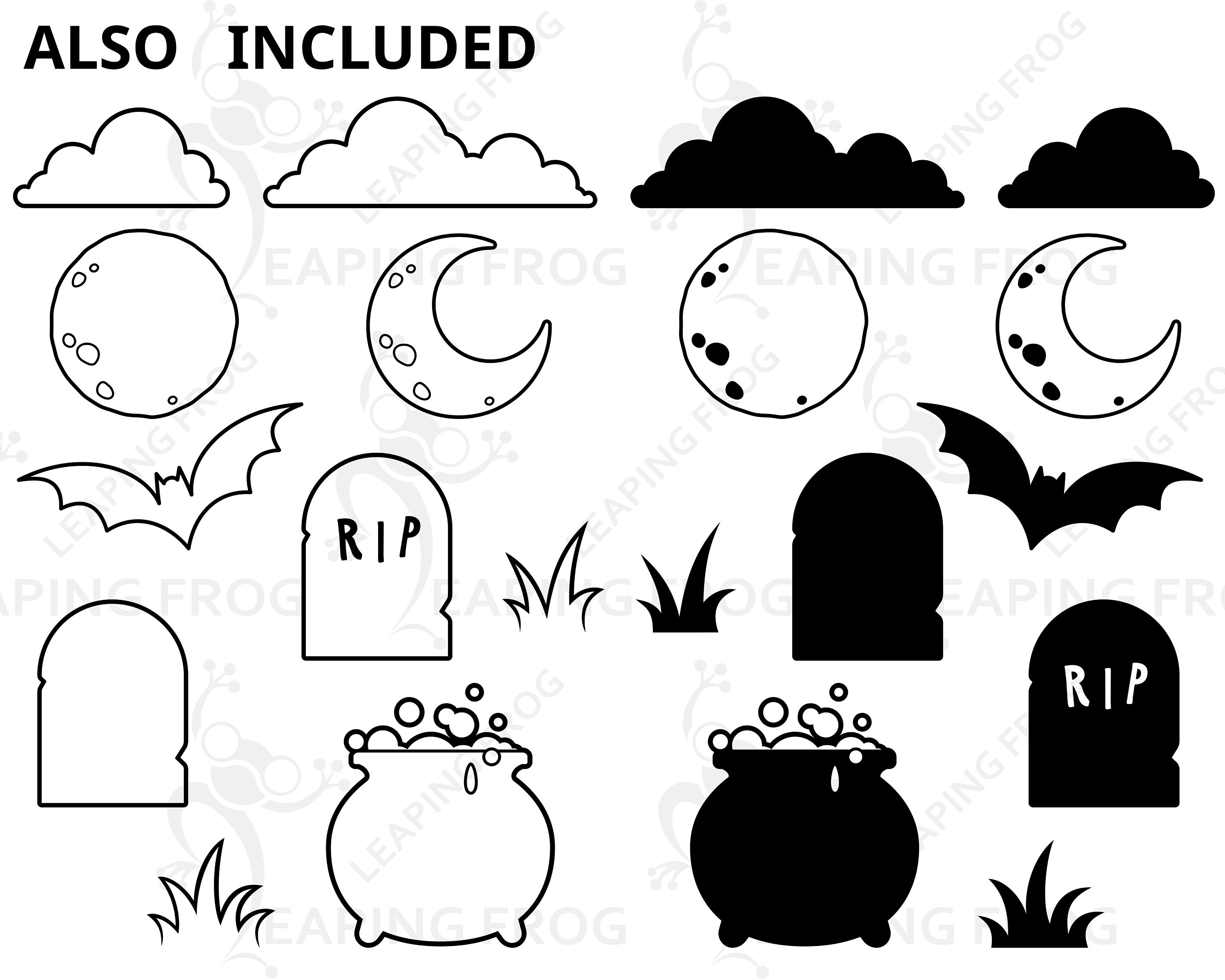 Halloween SVG. PNG. Cut Files, Outlines, Stencils. Cricut, Silhouette ...