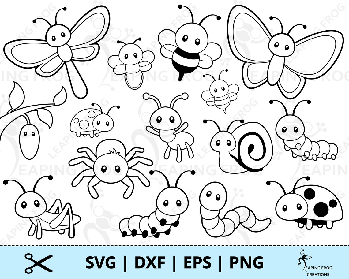 Bugs SVG. PNG. Circut Cut Files Silhouette Files. Outline - Etsy UK