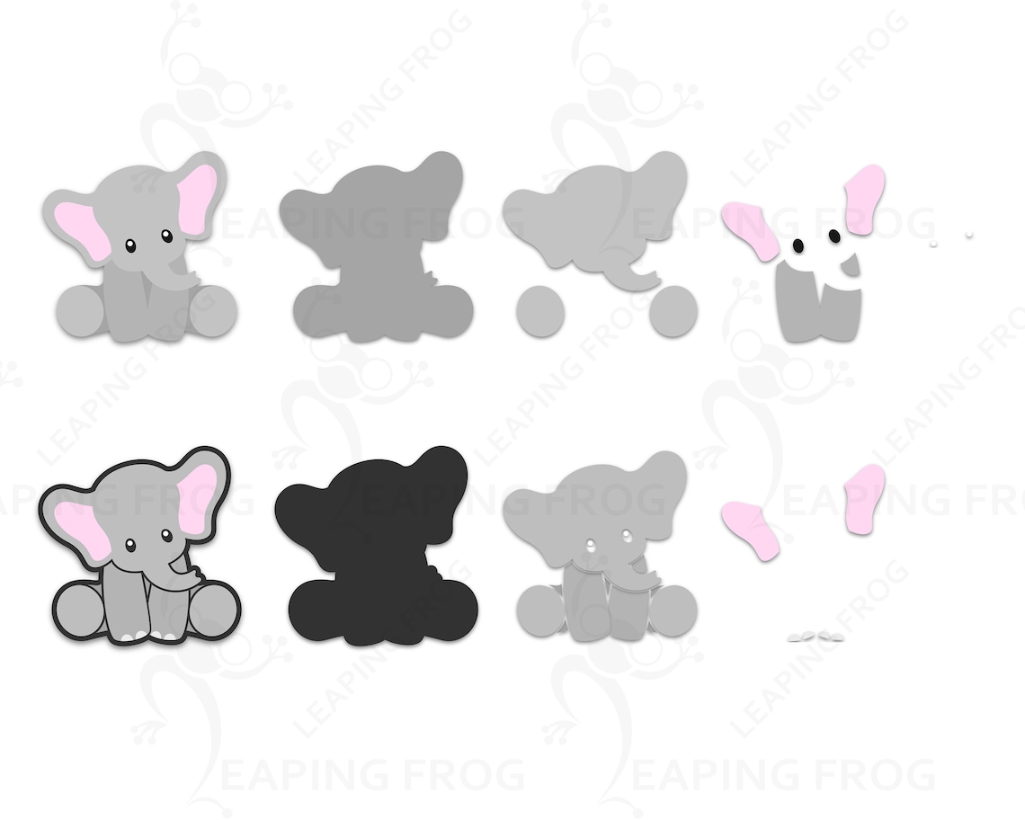 Elephant Family SVG. Cricut Cut Files Layered. Silhouette. | Etsy