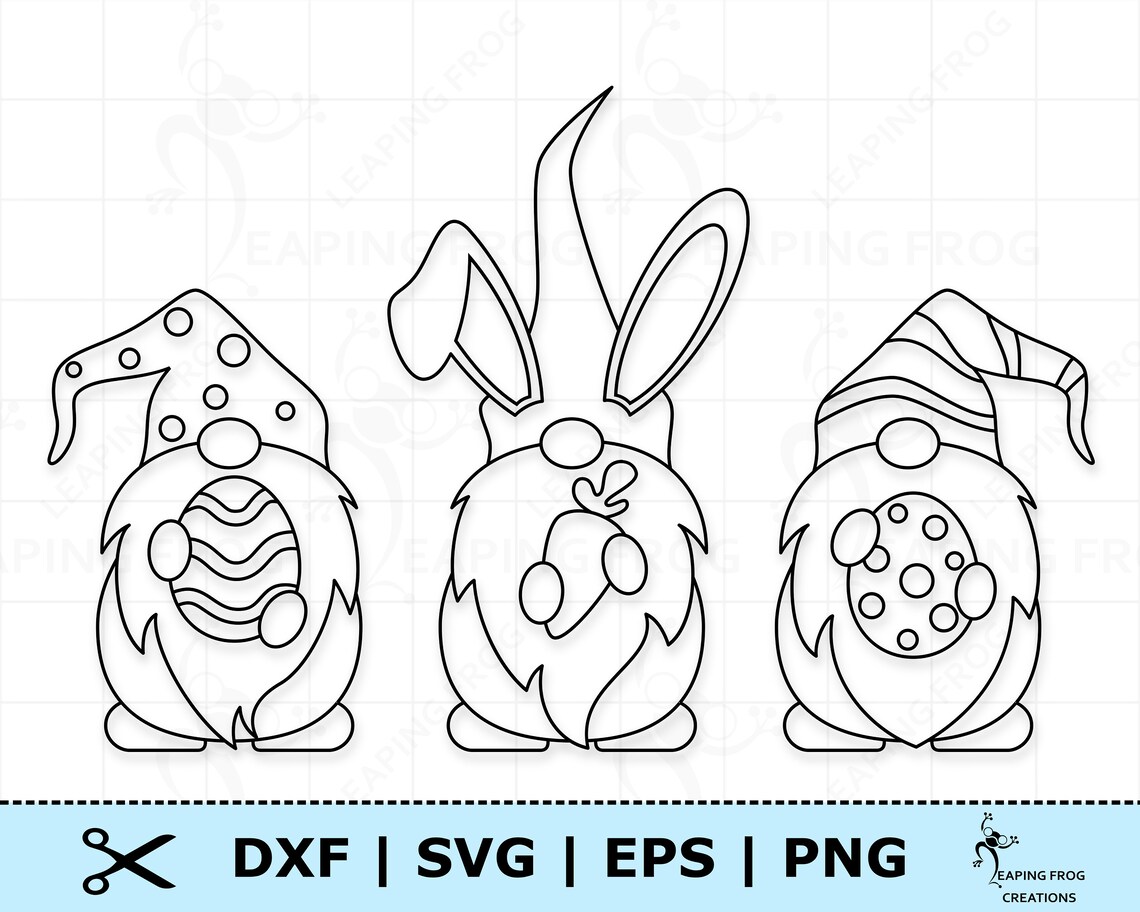 Easter Gnomes SVG. PNG. Cricut Cut Files, Silhouette Files. Outline ...