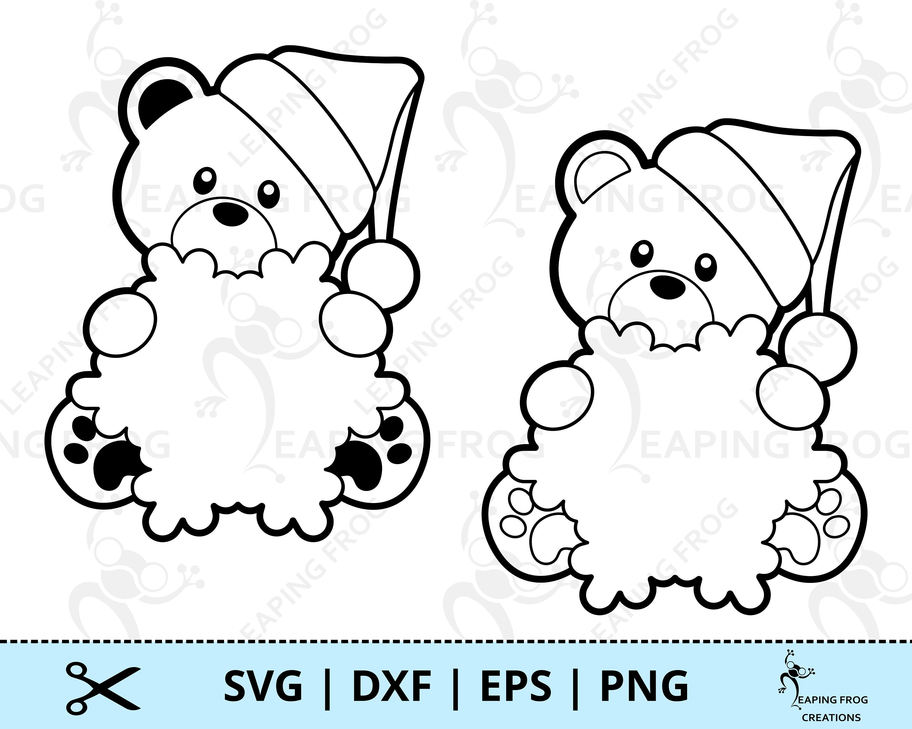 Christmas Bear Clipart Black And White