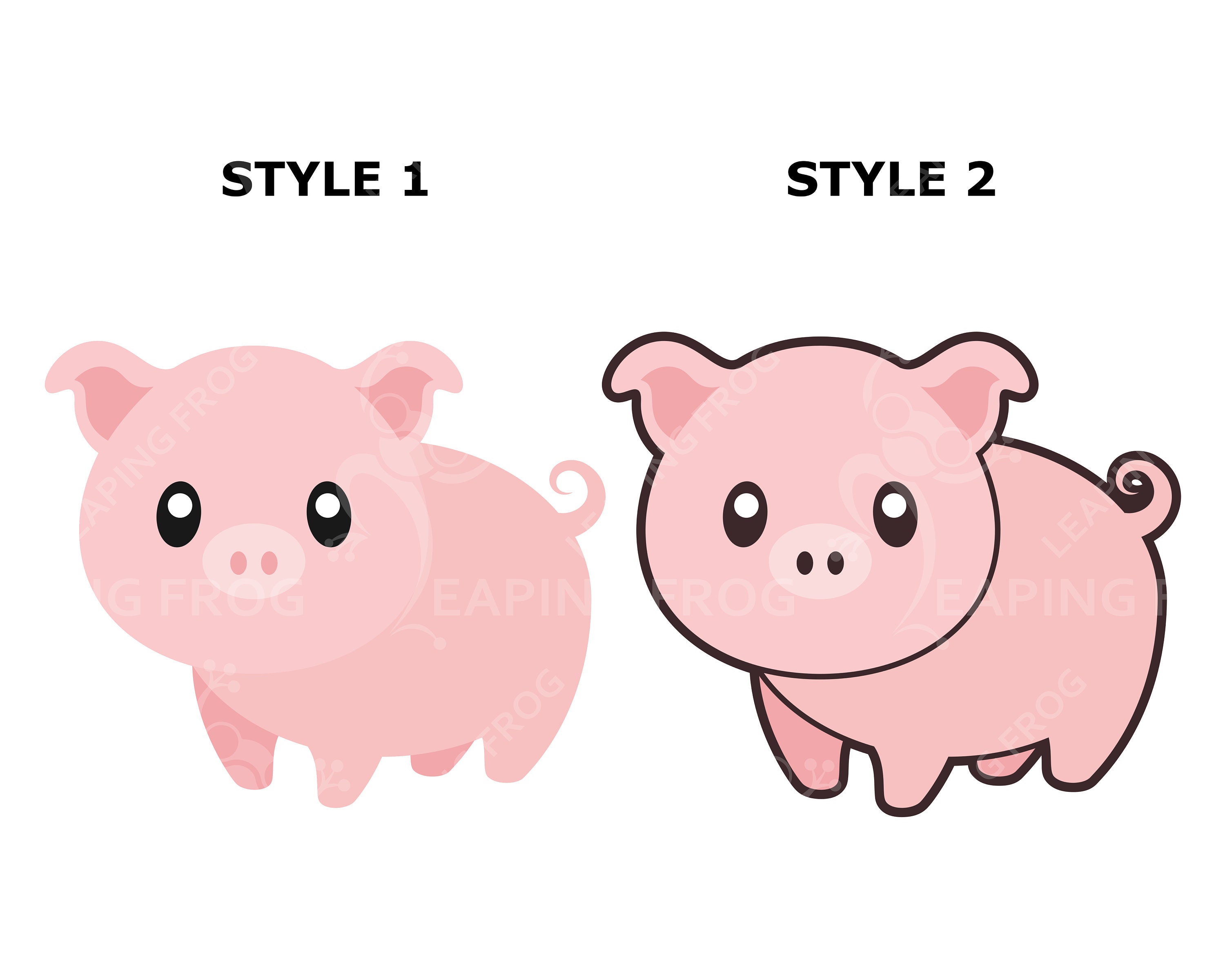 Cute Pig SVG PNG DXF Eps. Whole Image and Layered Files. | Etsy