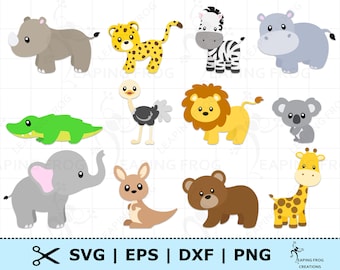 Jungle Animals SVG. PNG. Safari. Cricut Cut Files, Layered. Silhouette ...