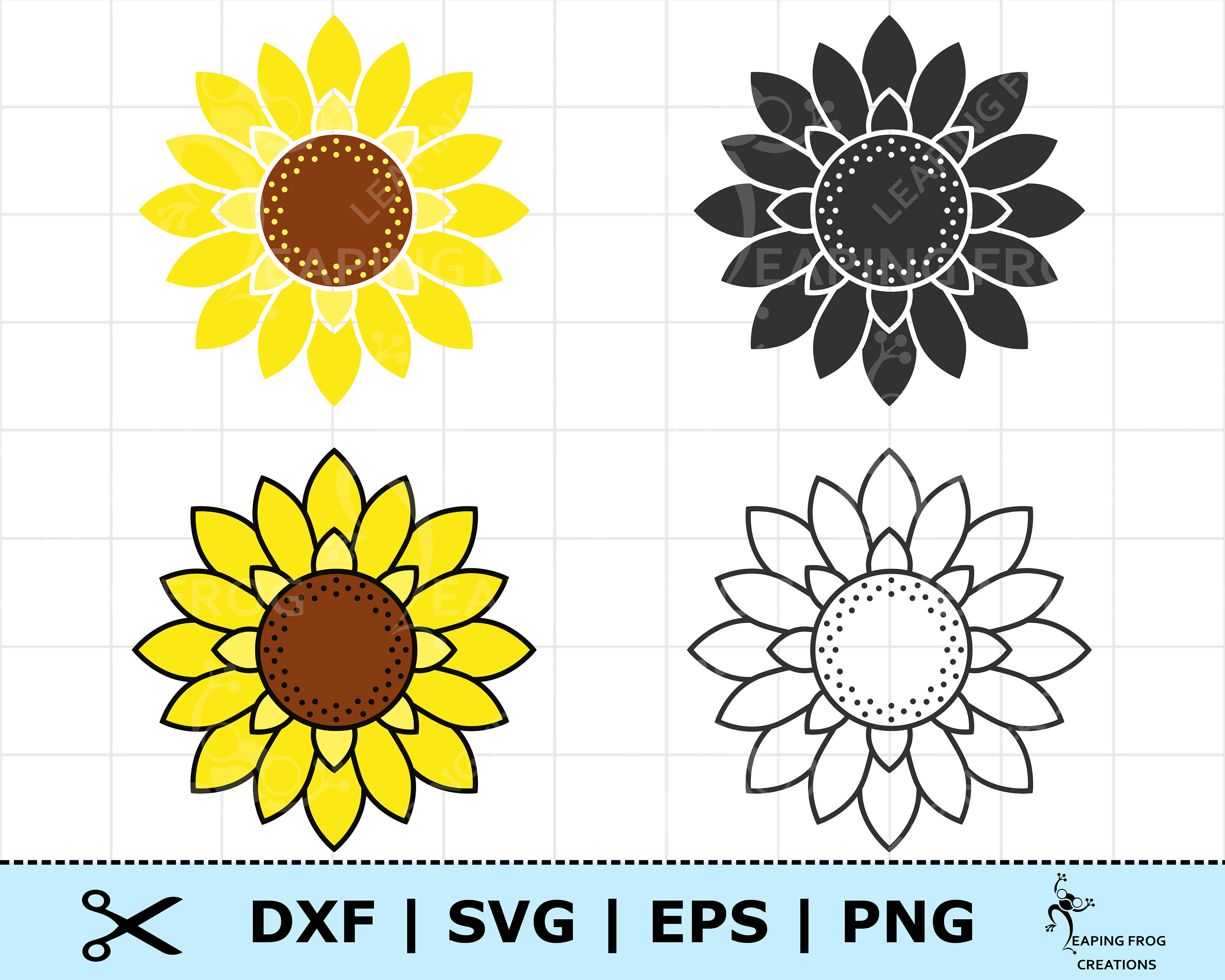 Sunflower SVG PNG DXF eps. Whole image & layered files. Cut | Etsy