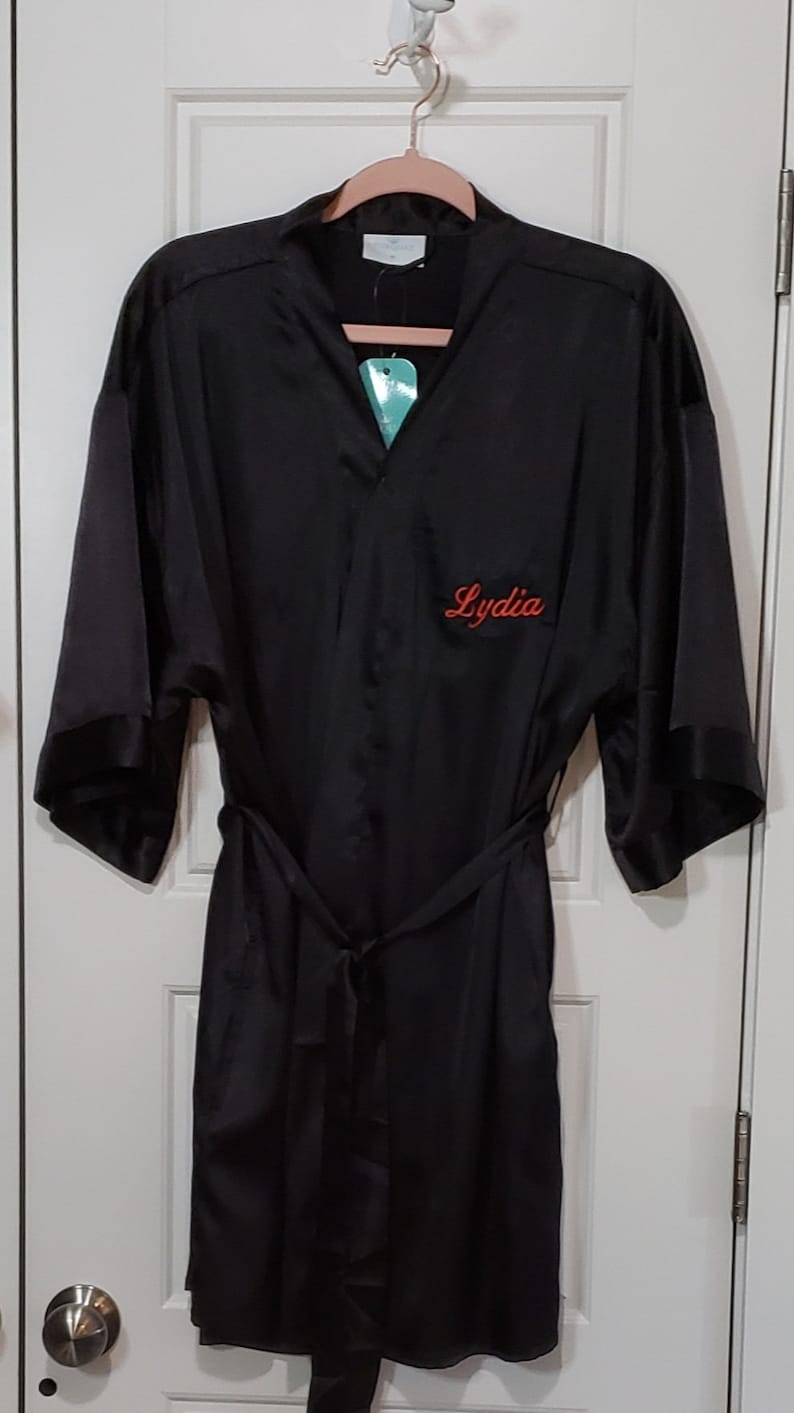 Personalized Embroidered Satin Robes (front Left Chest Embroidery) - Etsy