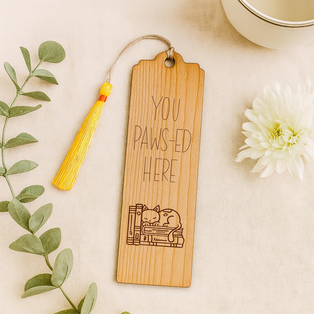 Cat Pawed Here Wooden Bookmark - Cherry Hardwood - Book Lover Gift - Etsy