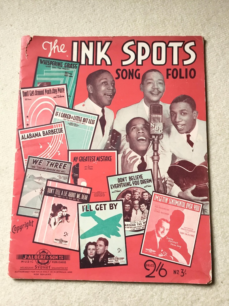 Vintage 40s the Ink Spots 10 Songs Words + Sheet Music Whispering Grass ...