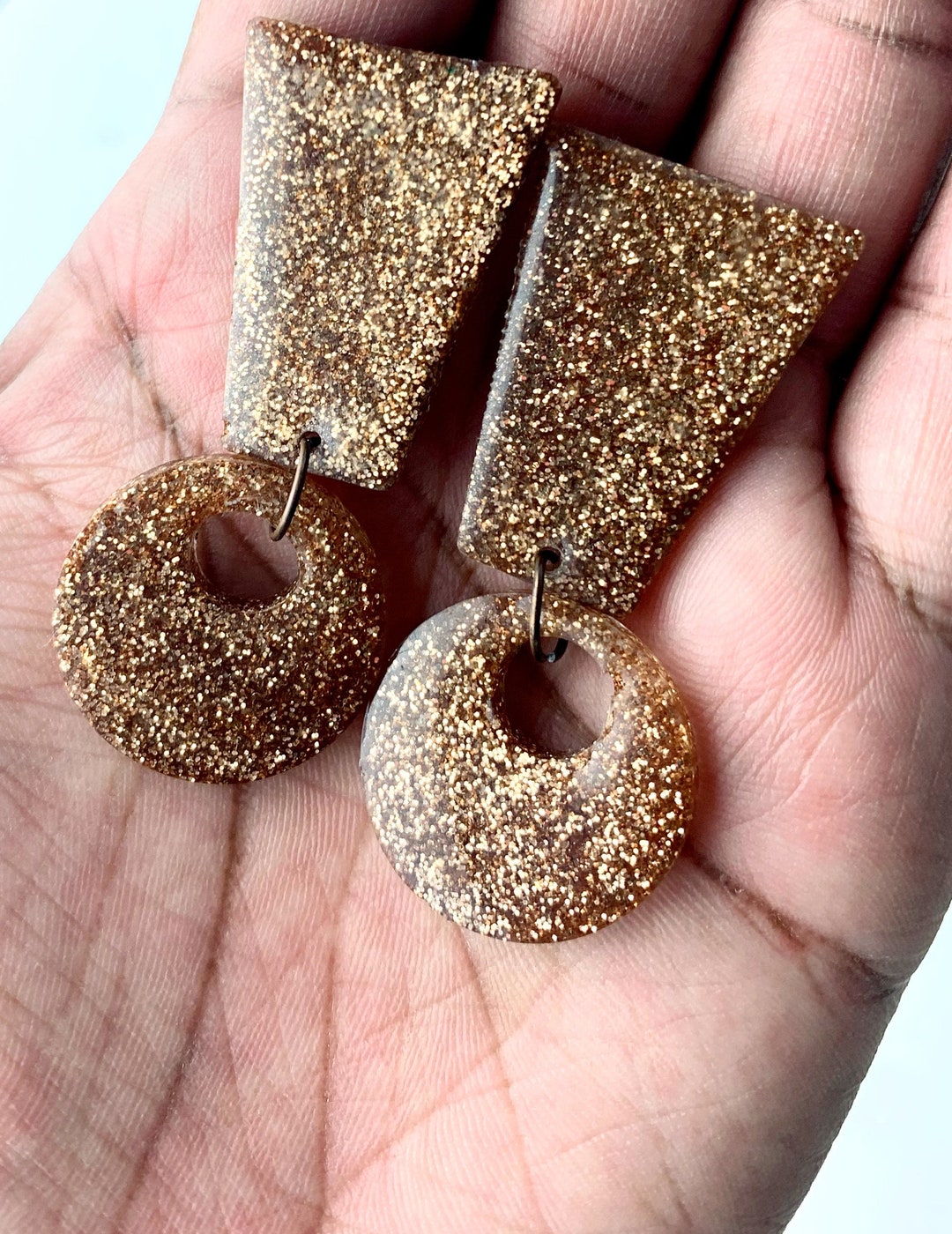 Bronze Glitter Exclamation Point Earrings | Handmade Resin Jewelry - Etsy