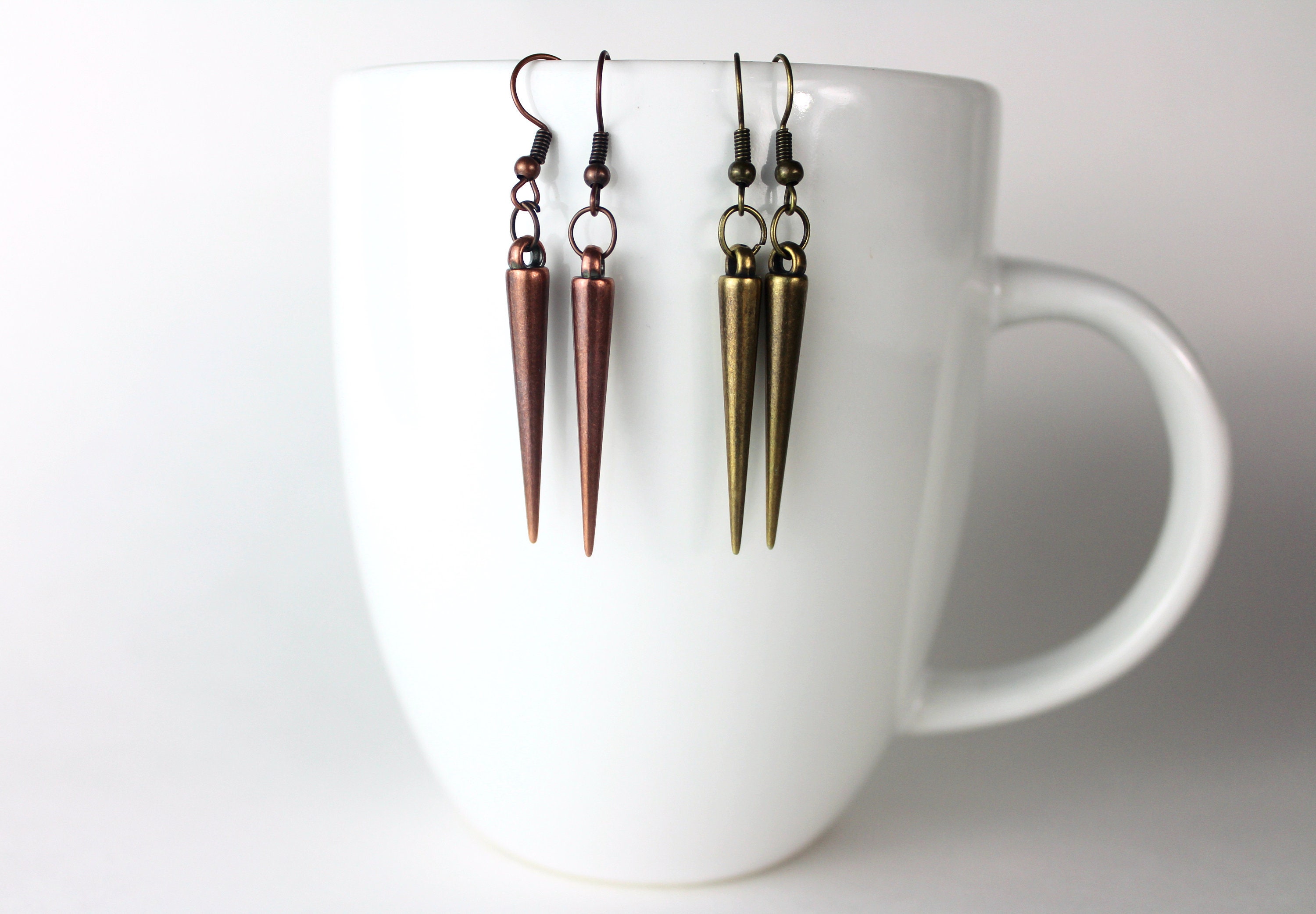 Handmade Dangly Metal Spike Earrings Metallic Jewelry - Etsy UK