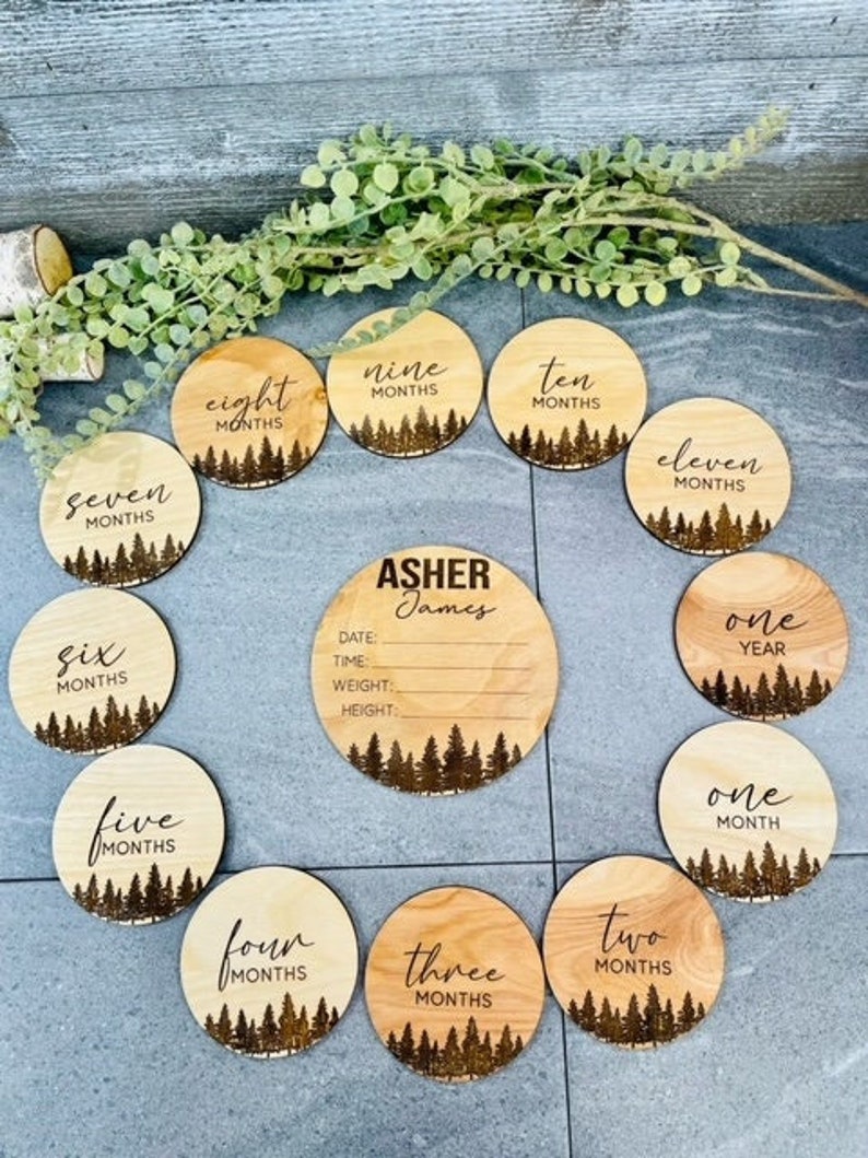 Forest Monthly Milestone Cards Milestone Signs New Baby - Etsy