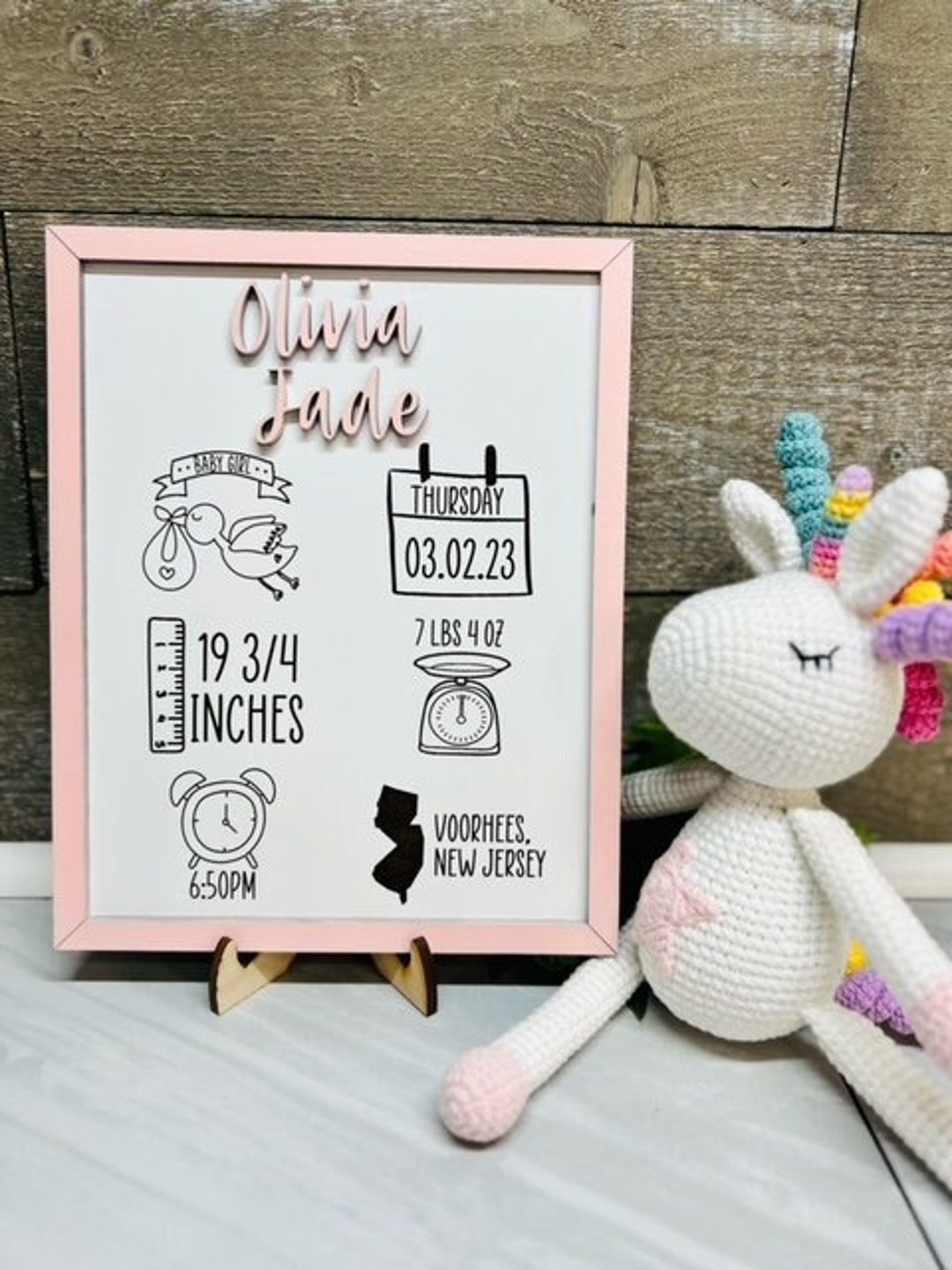 Newborn Baby Birth Statistics Birth Announcement Sign Nursery Birth ...