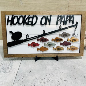 Hooked on Dad/papa Sign Personalized Father's Day Gift - Etsy