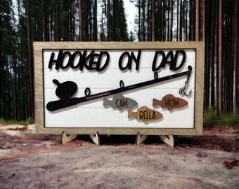 Personalized Hooked on Dad Sign/ Father's Day - Etsy