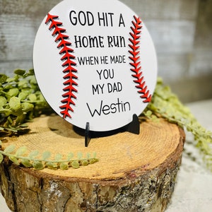 God Hit A Homerun Baseball Sign Father's Day Gift Gifts for Dad father ...