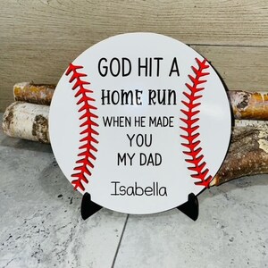 God Hit A Homerun Baseball Sign Father's Day Gift Gifts for Dad father ...