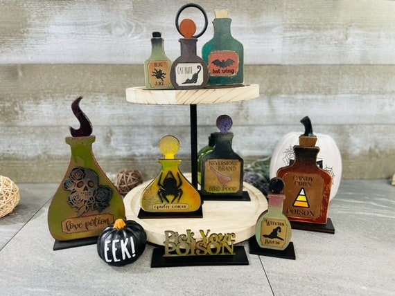 Set of 8 Potion Bottles fall Decor Fall Tiered Tray - Etsy